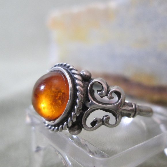 WhyteWing | Jewelry | Deep Honey Amber Ring Sterling Silver Pierced ...